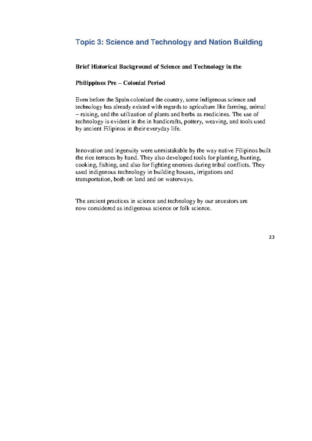 Unit-I-T3 - Modules - Topic 3: Science and Technology and Nation ...