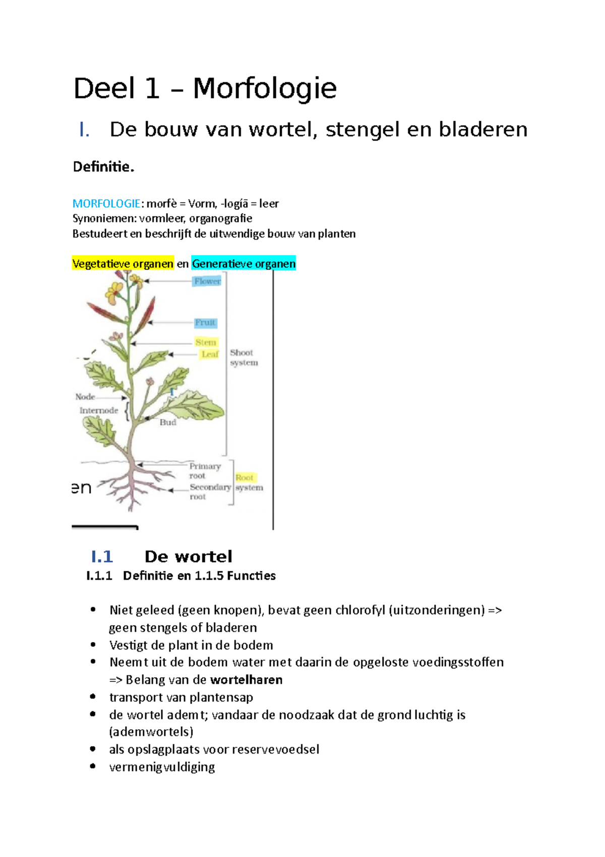 Toegepaste plantkunde I. Morfologie- de wortel - Deel 1 – Morfologie I ...