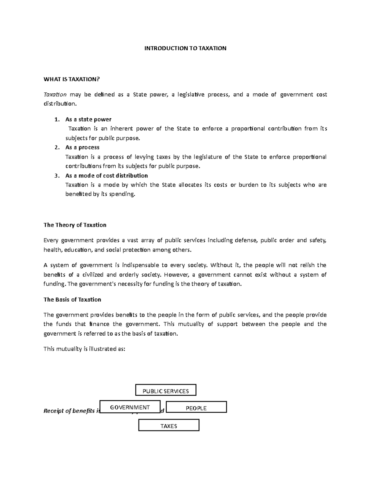 Introduction TO Taxation 1 - INTRODUCTION TO TAXATION WHAT IS TAXATION ...