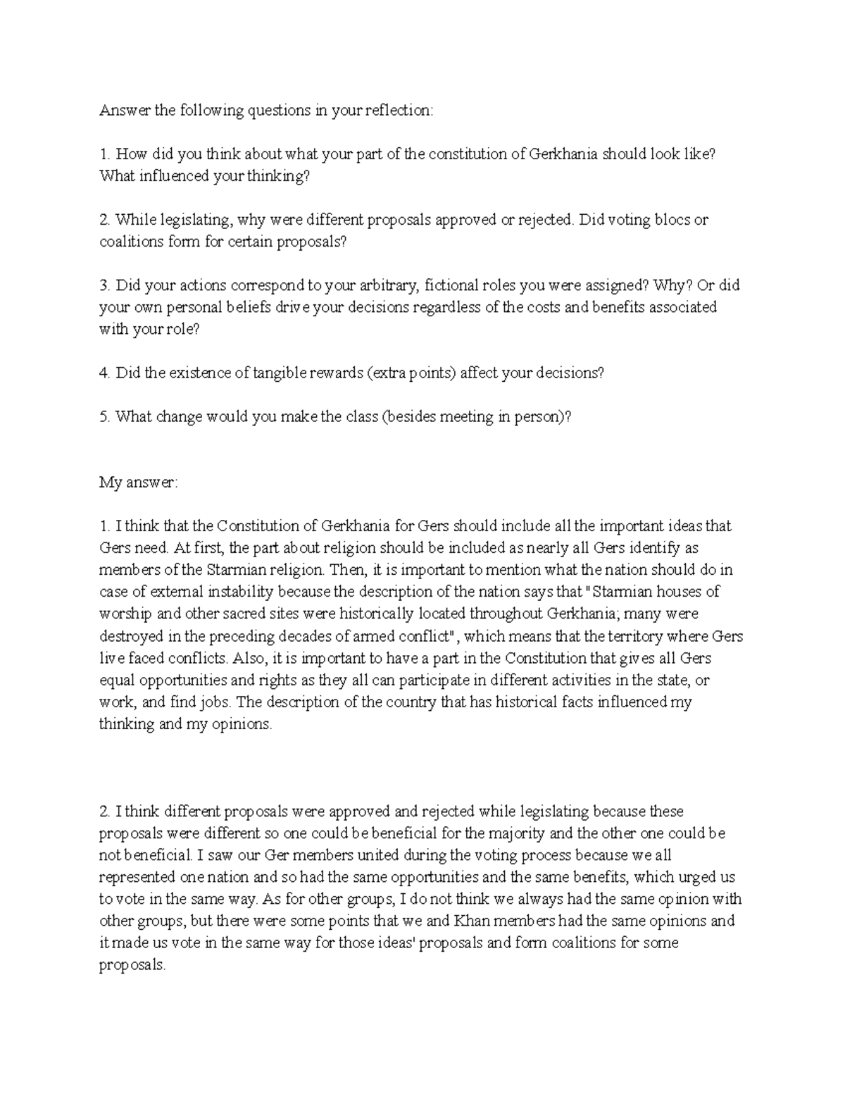 Simulation Reflection Answer The Following Questions In Your