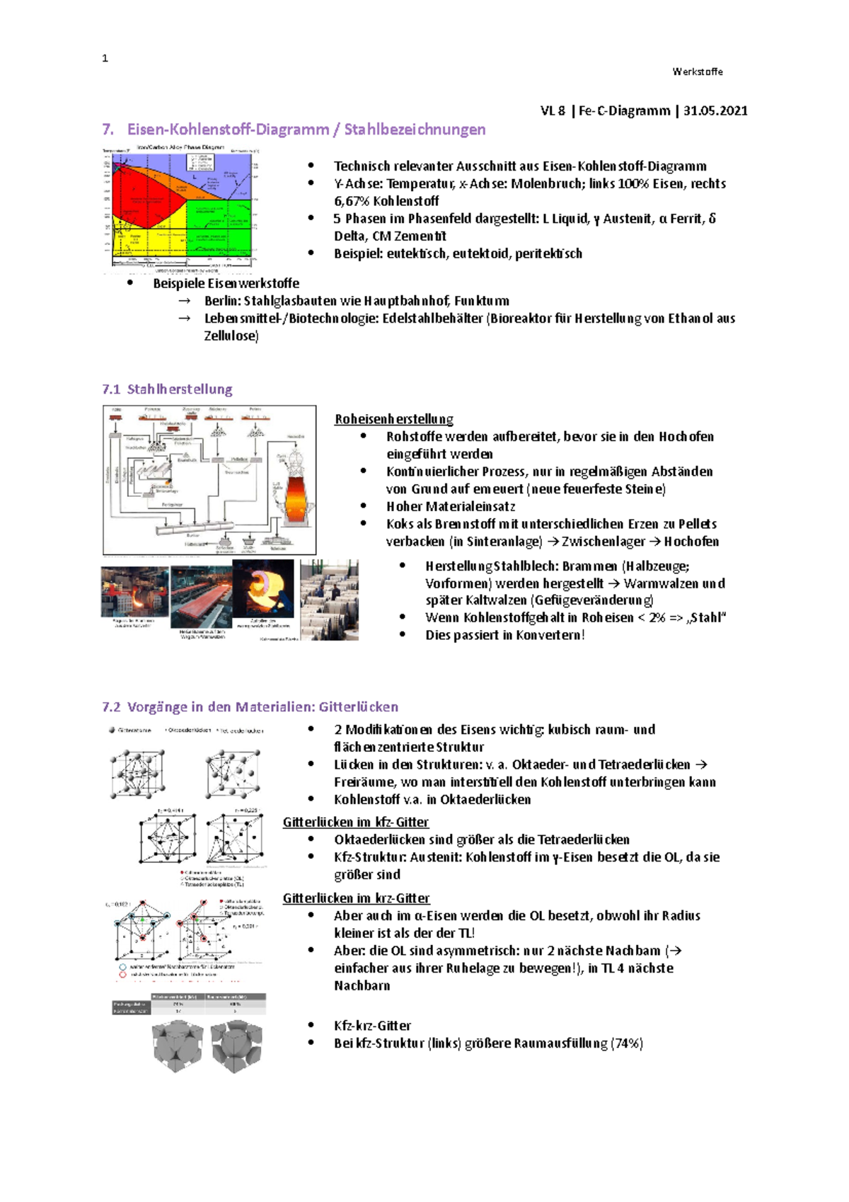 KoWe Werkstoffe VL 8 Eisen-Kohlenstoff-Diagramm - Werkstoffe VL 8 | Fe ...