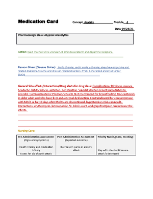 Benzodiazepine Drug Card - Medication Card Concept_Anxiety ...