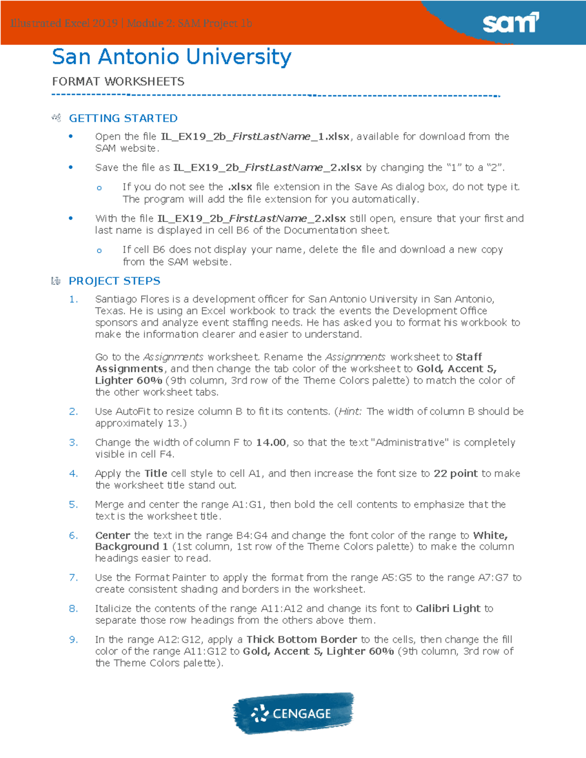 Instructions IL EX19 2b - San Antonio University FORMAT WORKSHEETS ...