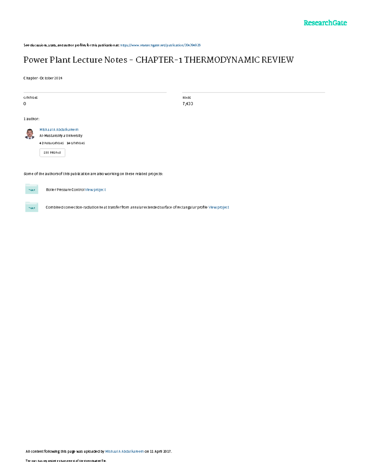 1 Chapter 1 Thermodynamic Review - See discussions, stats, and author ...