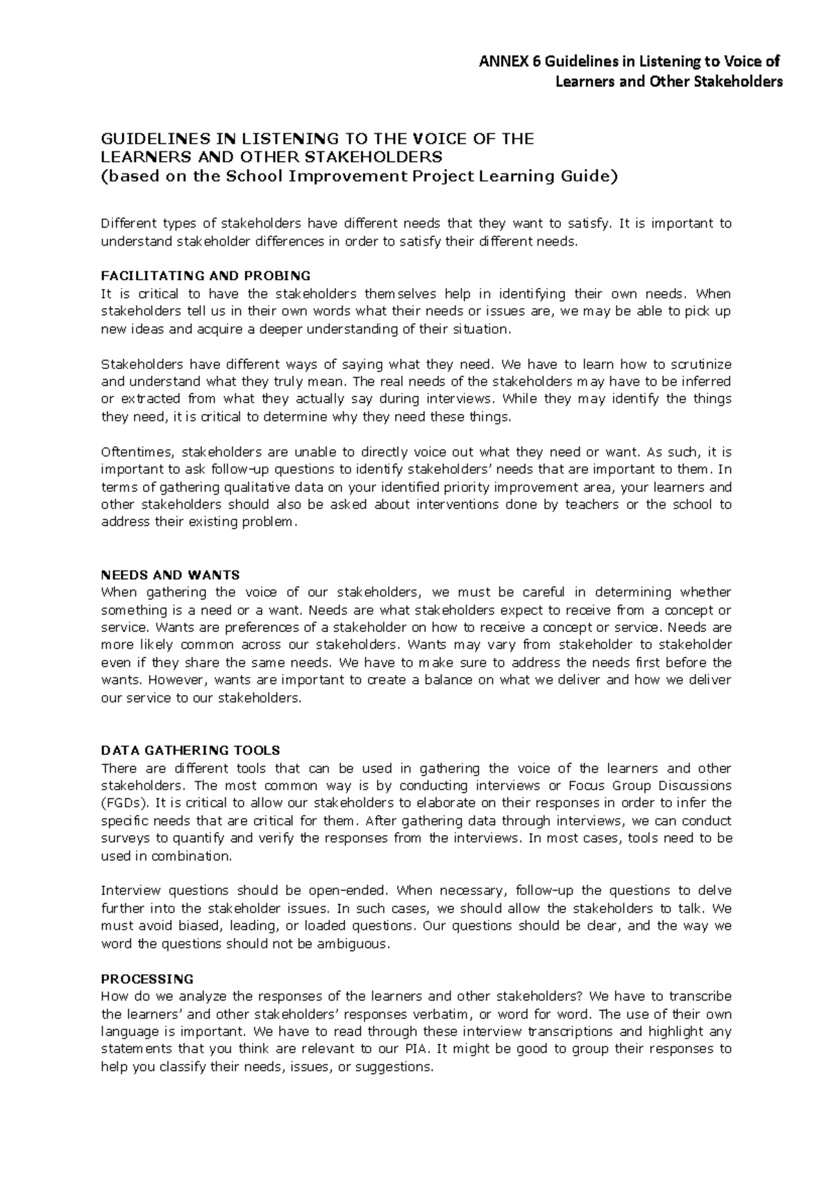 SIP Annex 6 Guidelines for VOLS - ANNEX 6 Guidelines in Listening to ...