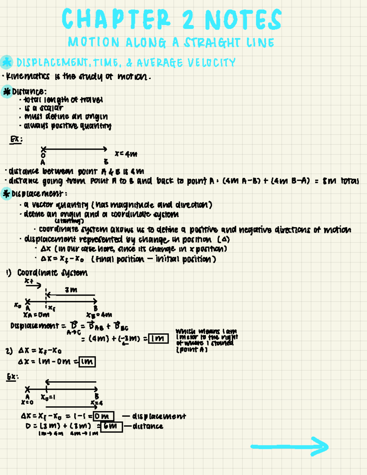 Chapter 2 notes - PHYS 201 - CHAPTER 2 NOTES MOTION ALONG A STRAIGHT ...