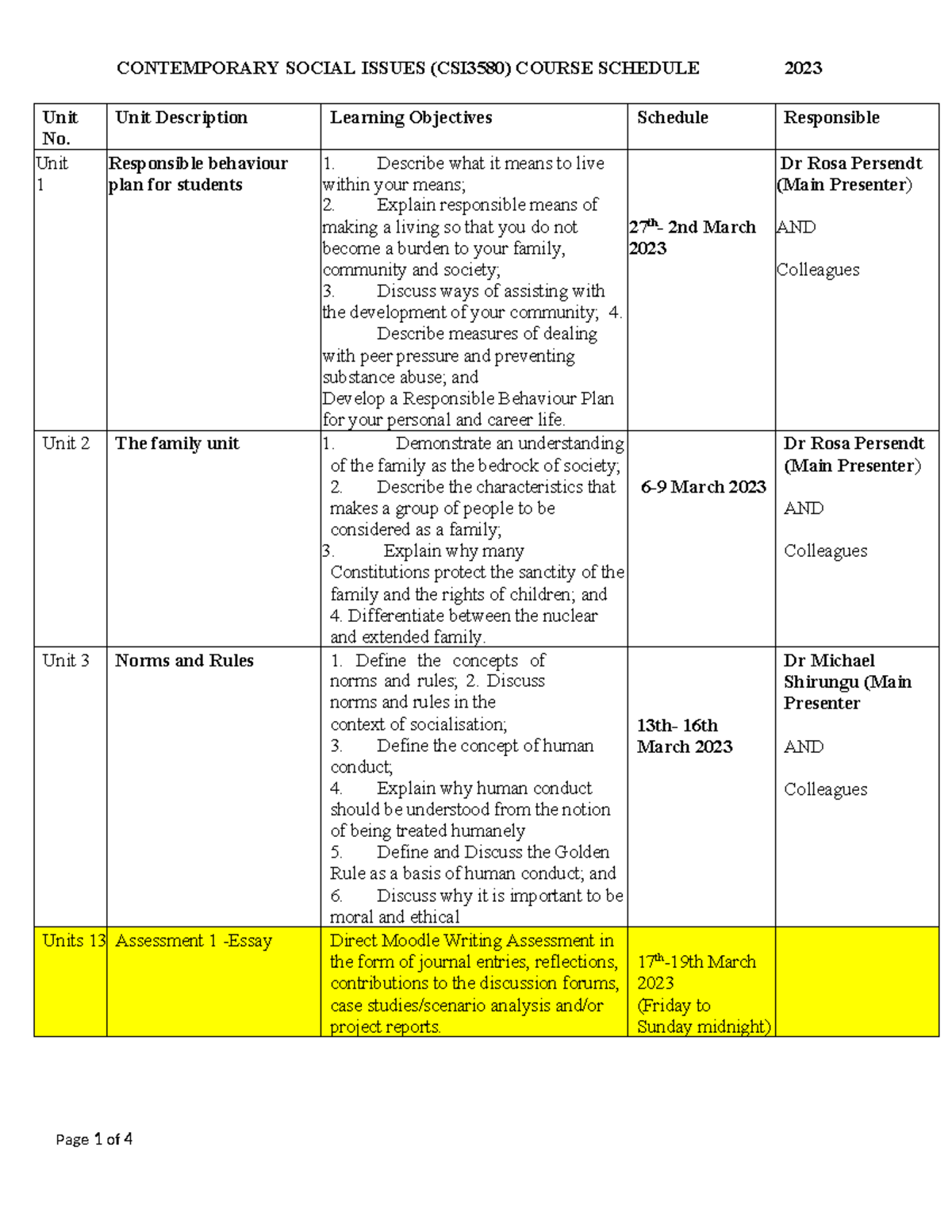 CSI 2023 Course Schedule fin 20234- Feb fin - CONTEMPORARY SOCIAL ...