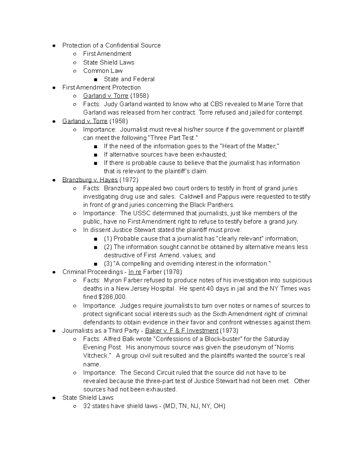 News Sources - Protection of a Confidential Source First Amendment ...