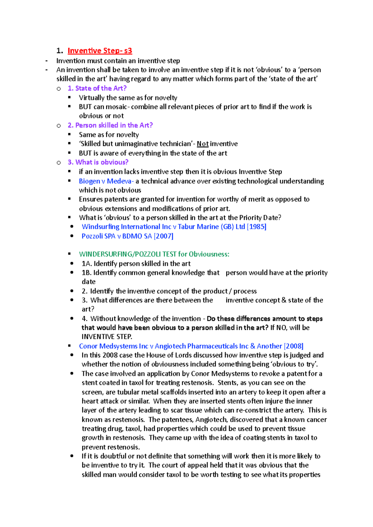 Patents- Inventive Step - 1. Inventive Step- s Invention must contain ...