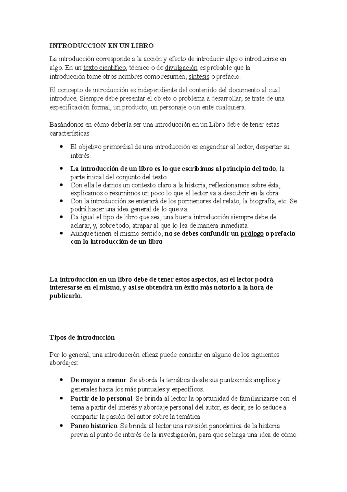 Introduccion en un Libro - INTRODUCCION EN UN LIBRO La introducción ...