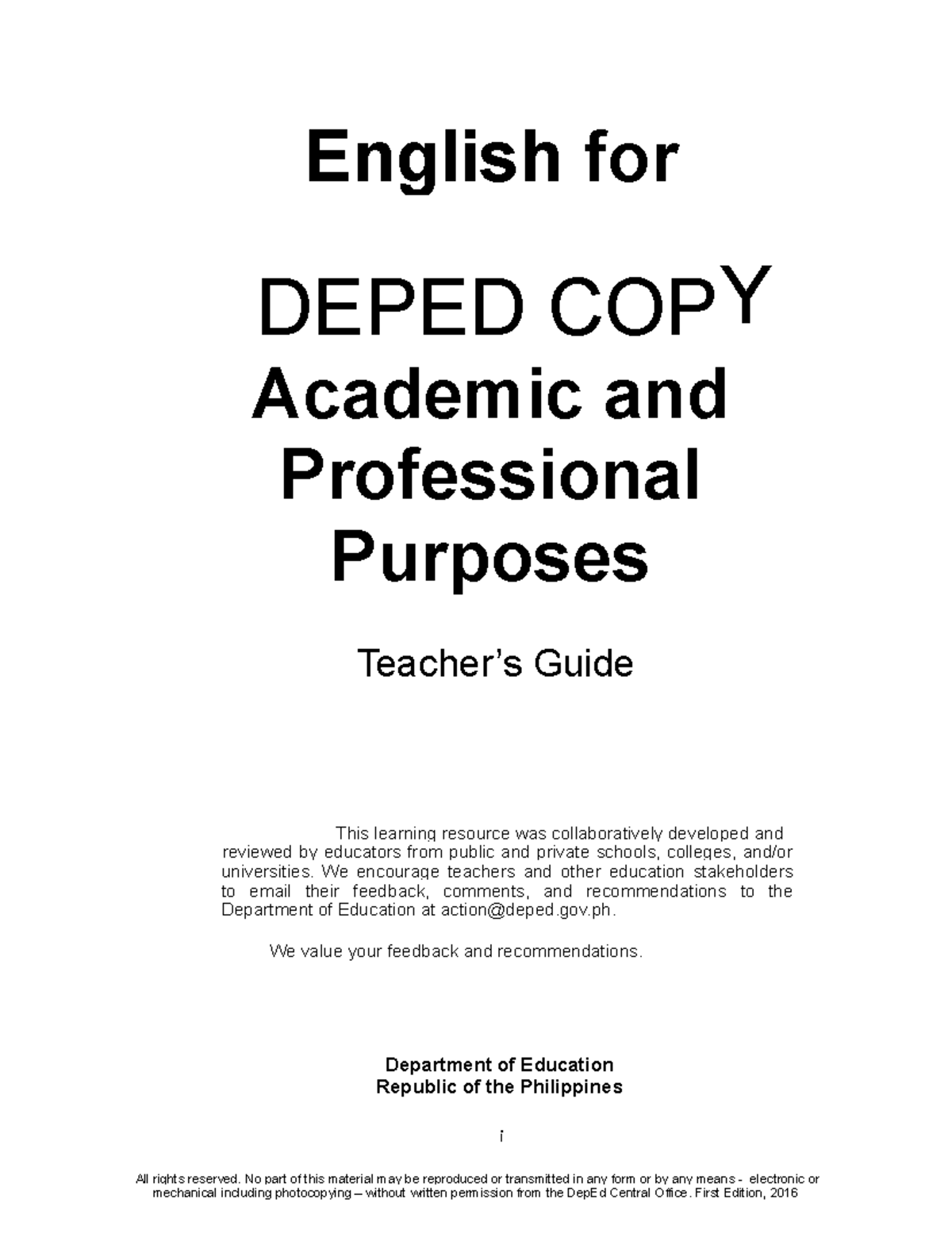 English TG SHS v - EAPP - English for DEPED COP Y Academic and ...