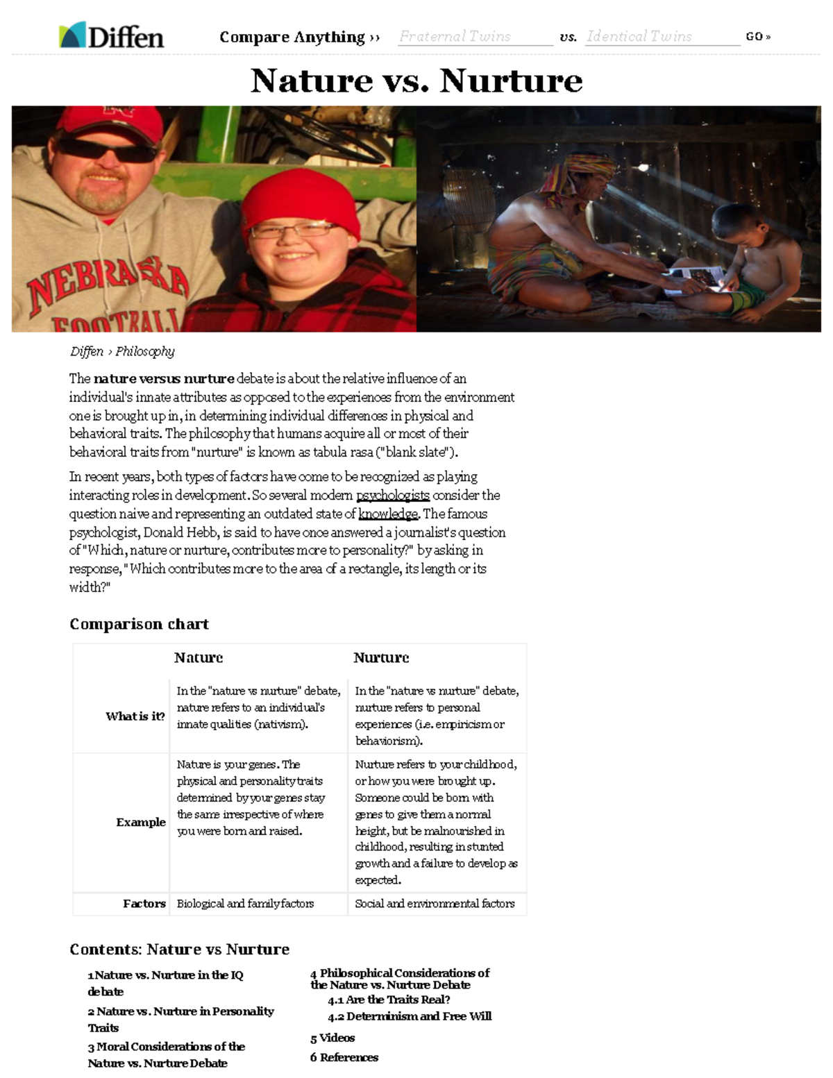 Nature vs Nurture - Difference and Comparison Diffen - Nature vs ...