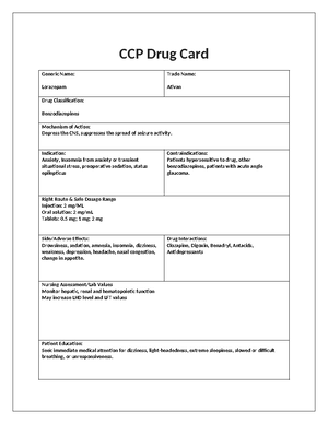 CCP Drug Card- Warfarin - CCP Drug Card Generic Name: Warfarin Sodium ...