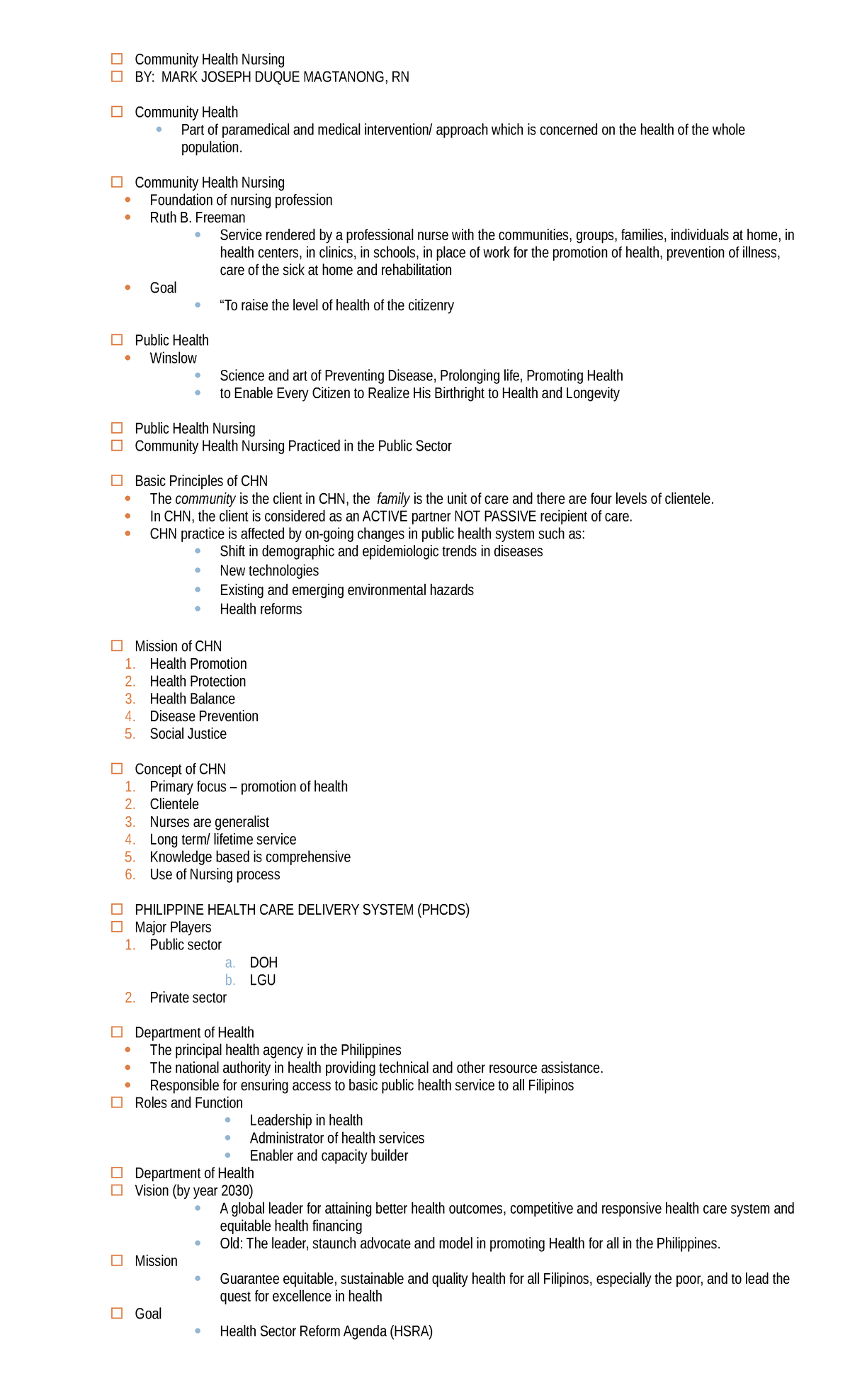 Community health nursing notes - Community Health Nursing BY: MARK ...