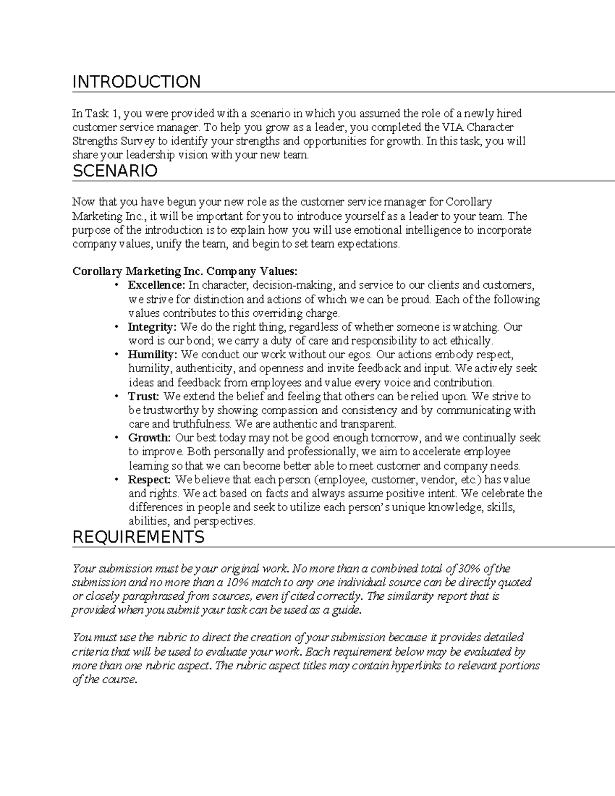 TASK 2 D253 - OUTLINE - INTRODUCTION In Task 1, you were provided with ...