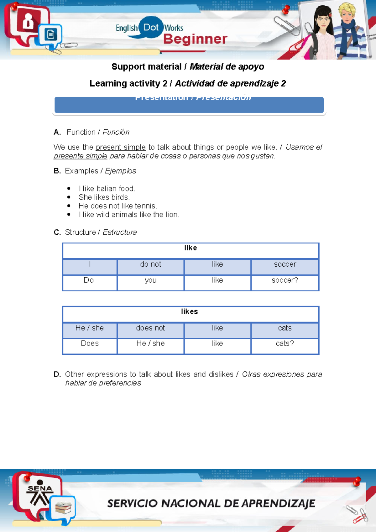 Support material / Material de apoyo Learning activity 2 / Actividad de ...