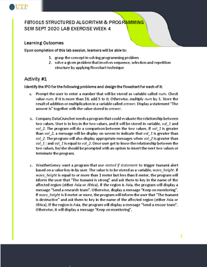Laboratory 1 Assignment - Assignment 1 (Lab Structured Programming) Name : Putri Humaira Kaur ...