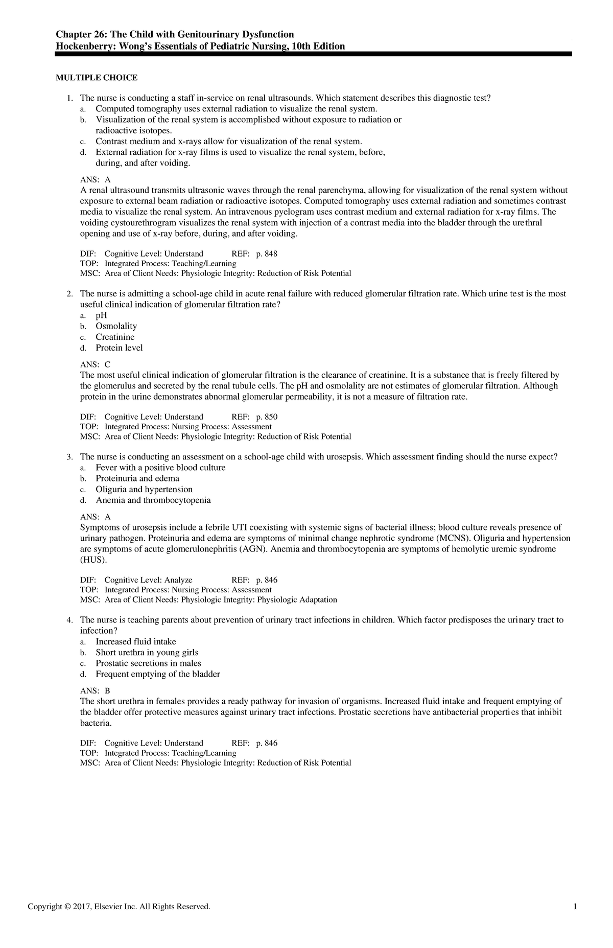 Exam View - Chapter 26 - Practice questions with rationales - Chapter ...