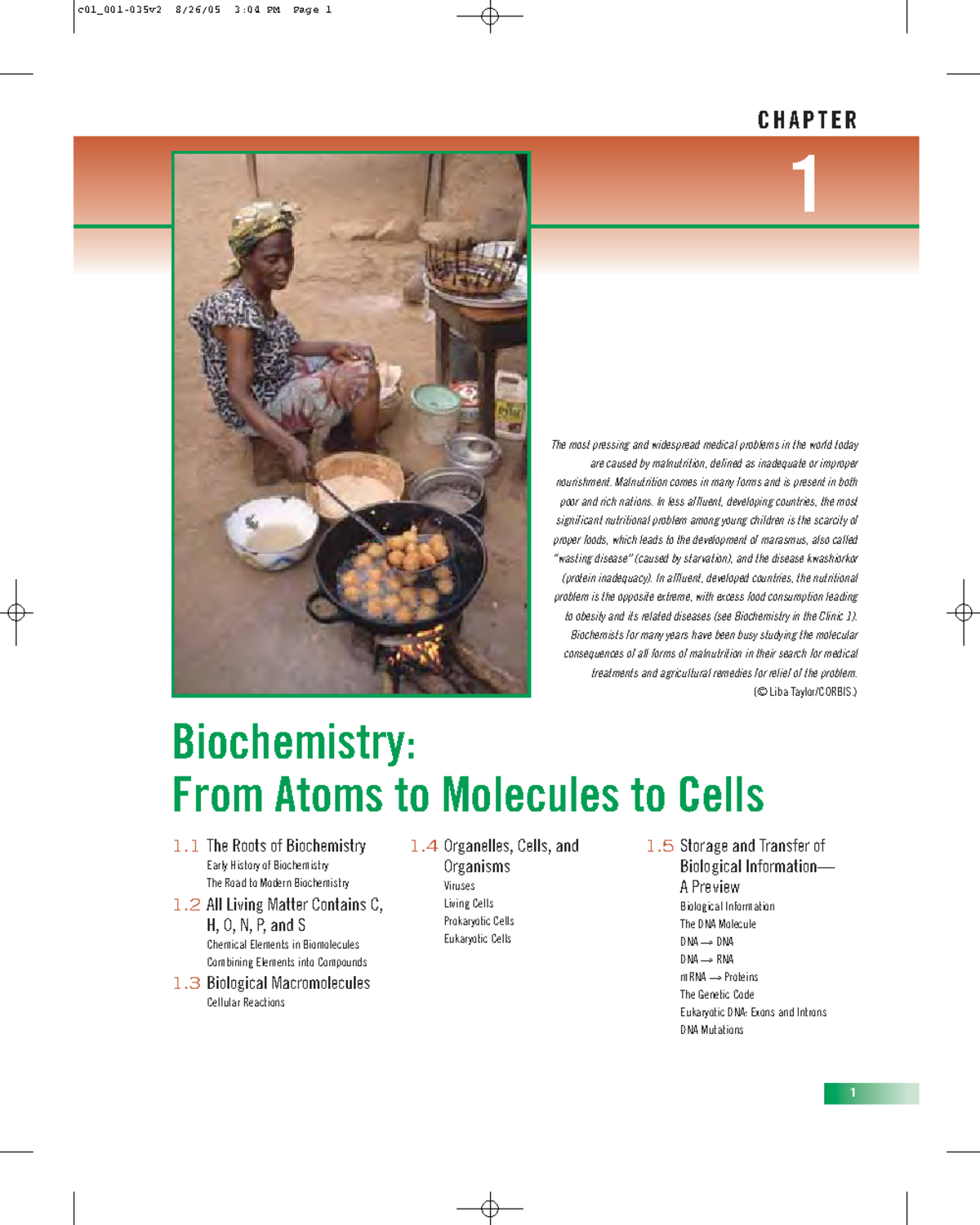 Biochem Book - c01_001-035v2 8/26/05 3:04 PM Page 1 CHAPTER 1 The most ...