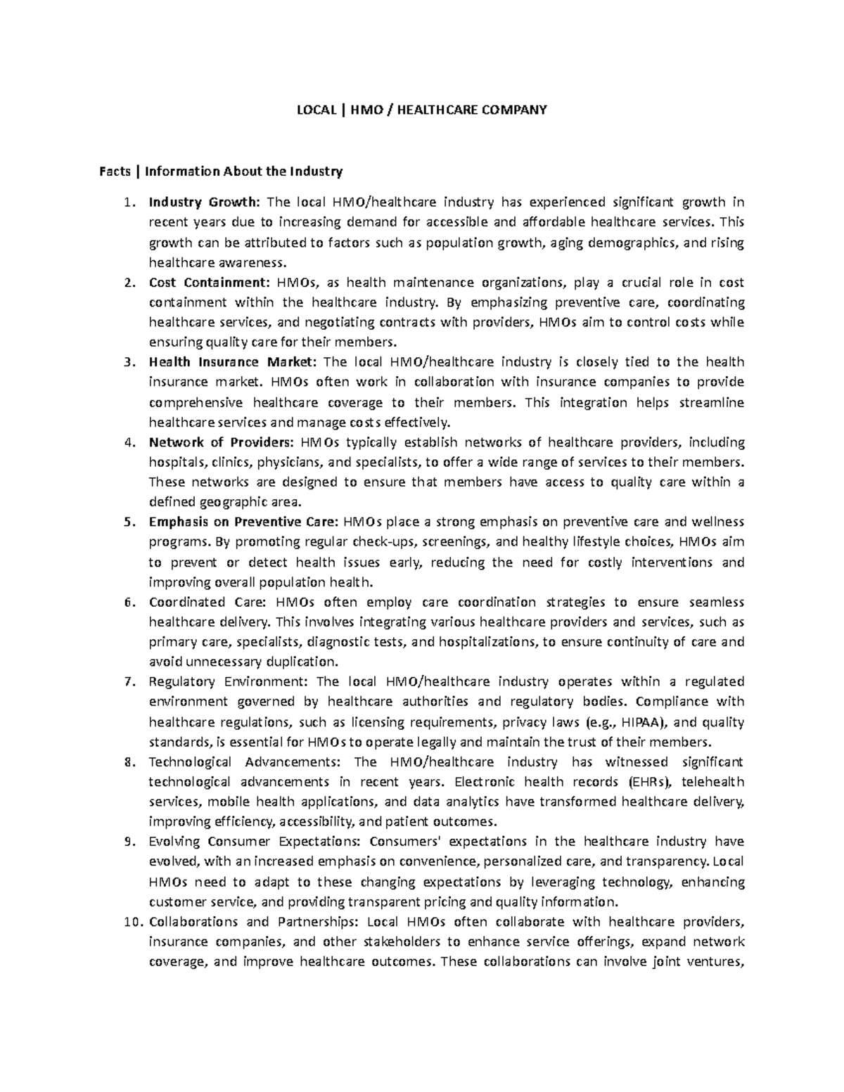 Local HMO Healthcare Company - LOCAL | HMO / HEALTHCARE COMPANY Facts ...