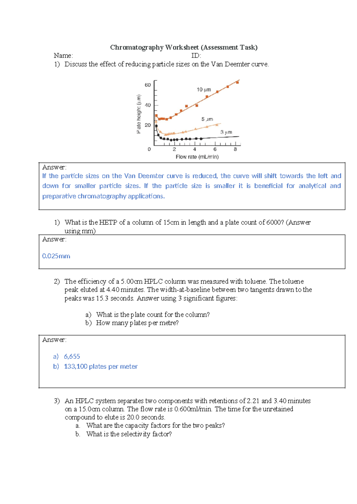Chromatography Assessment Worksheet For download-1 - Chromatography ...