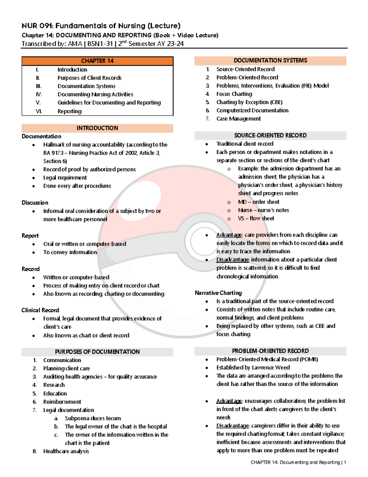 Funda Lec Chapter 14 Documentation - Chapter 14: DOCUMENTING AND ...