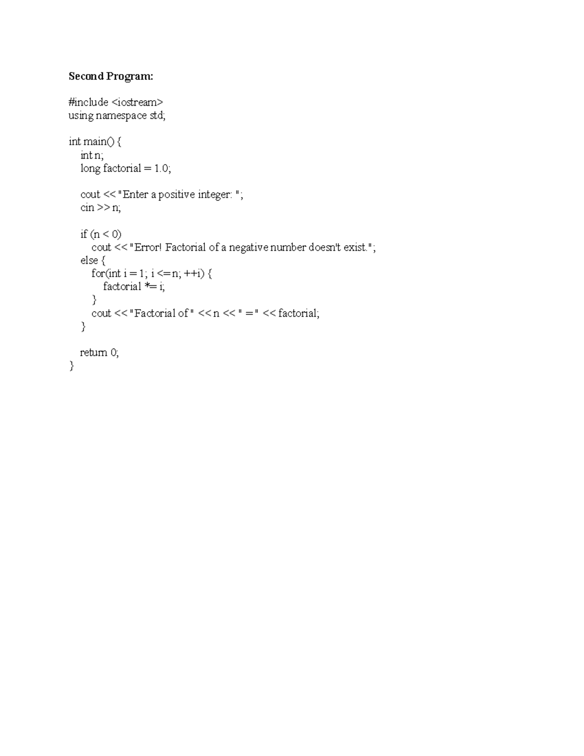 CS 117 - A#1 - Using two different functions to calculate the factorial ...