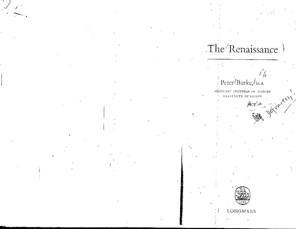 Peter Burke, The Renaissance (Longman) Scan - The Renaissance M ...