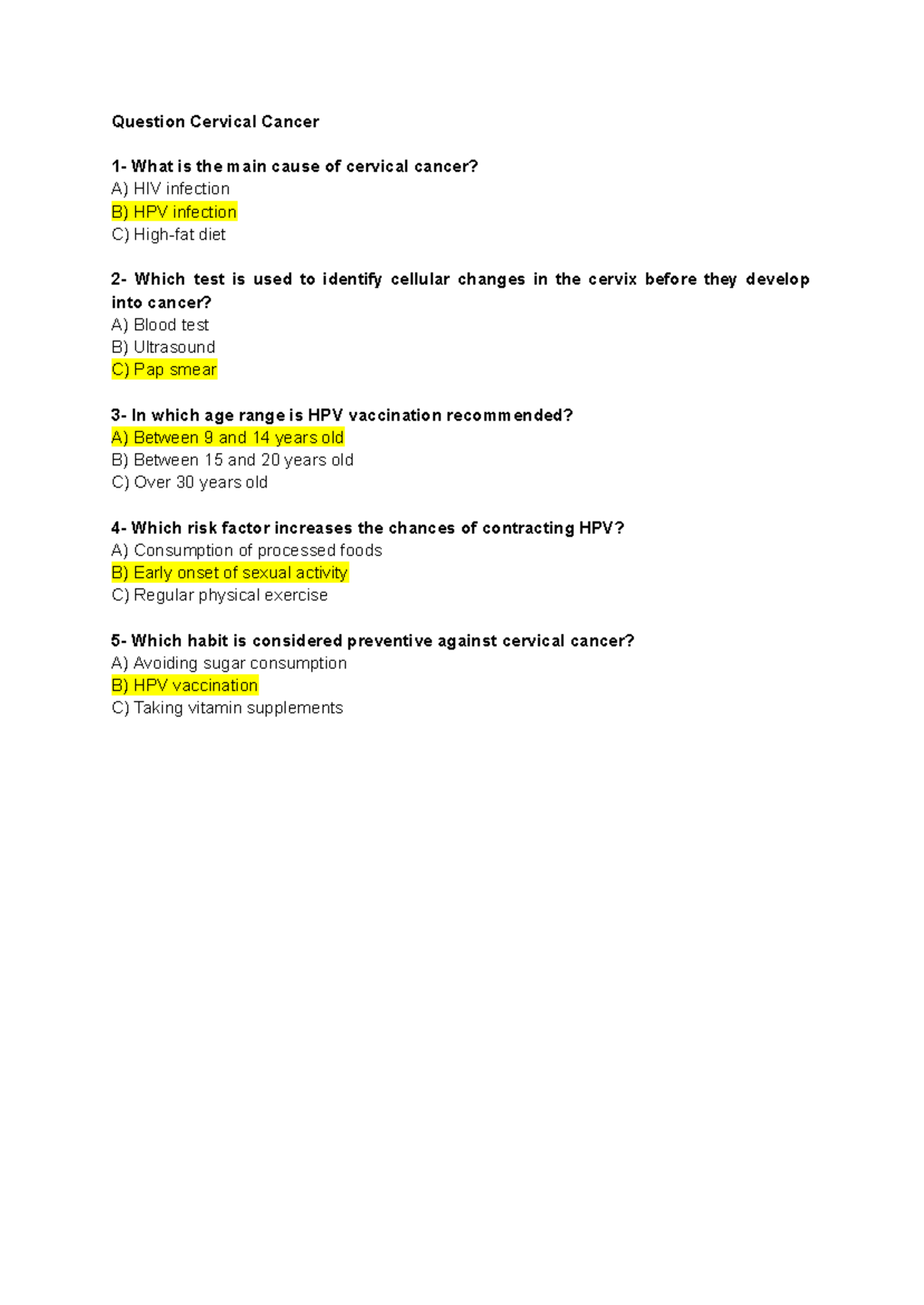 Question Cervical Cancer - Studocu