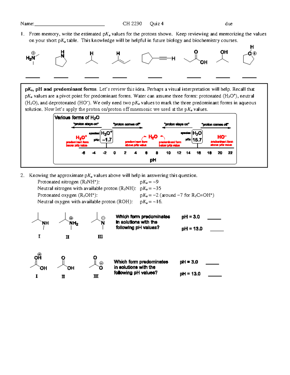 F23 2230 Quiz 4 - Quiz - Name:___________________________ CH 2230 Quiz ...