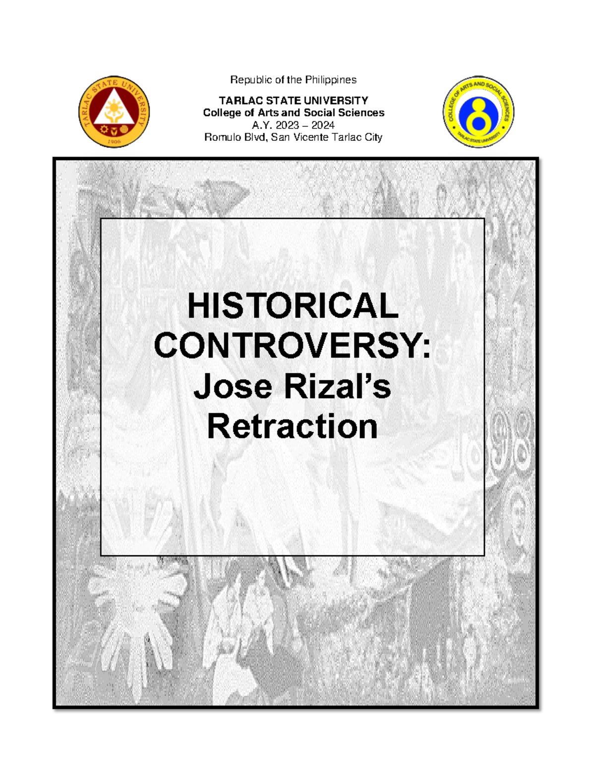 12. Jose Rizal’s Retraction - Republic of the Philippines TARLAC STATE ...