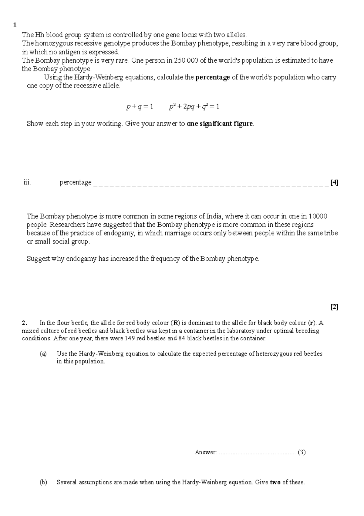 Patterns of inheritance - revision 2 - The Hh blood group system is ...