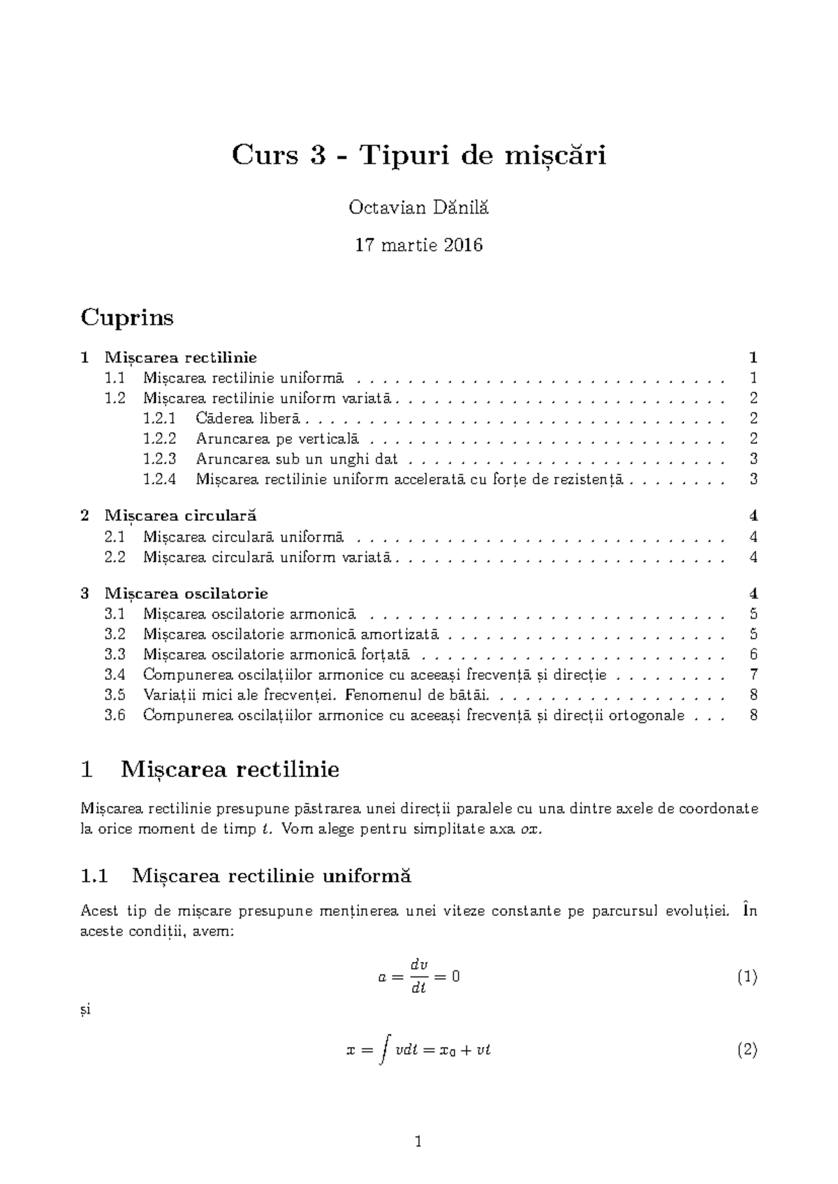 Curs 3 - Tipuri de miscari - Curs 3 - Tipuri de mis, c ̆ari Octavian D ...