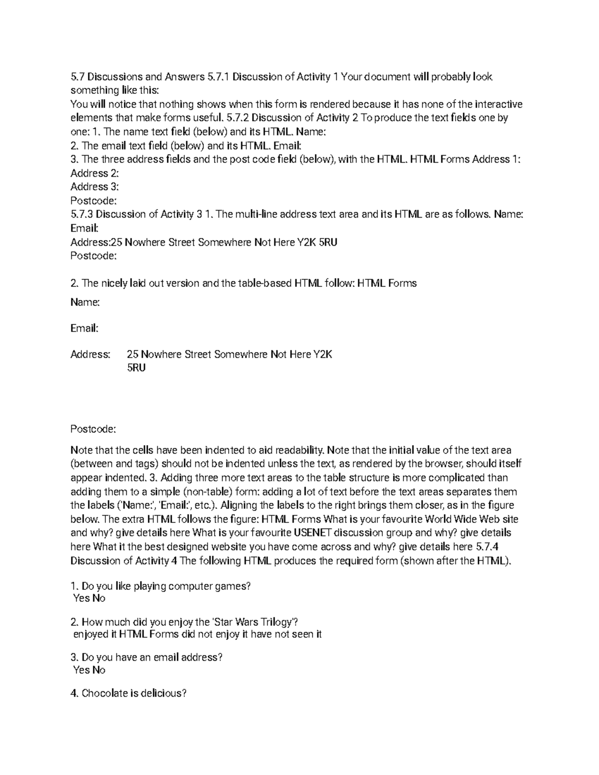 Web Development 20 - 5 Discussions and Answers 5.7 Discussion of ...