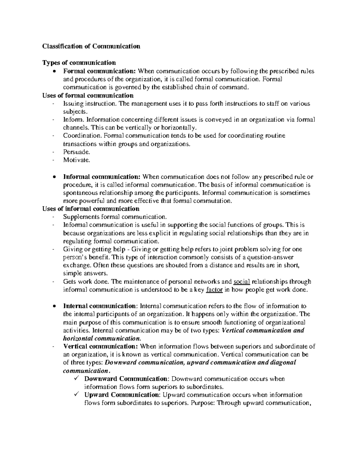 Classification of Communication - Formal communication is governed by ...