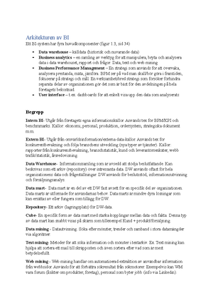 Inför Tenta BI Chris CJ - Sammanfattning Business Intelligence - Warning: TT: undefined function ...