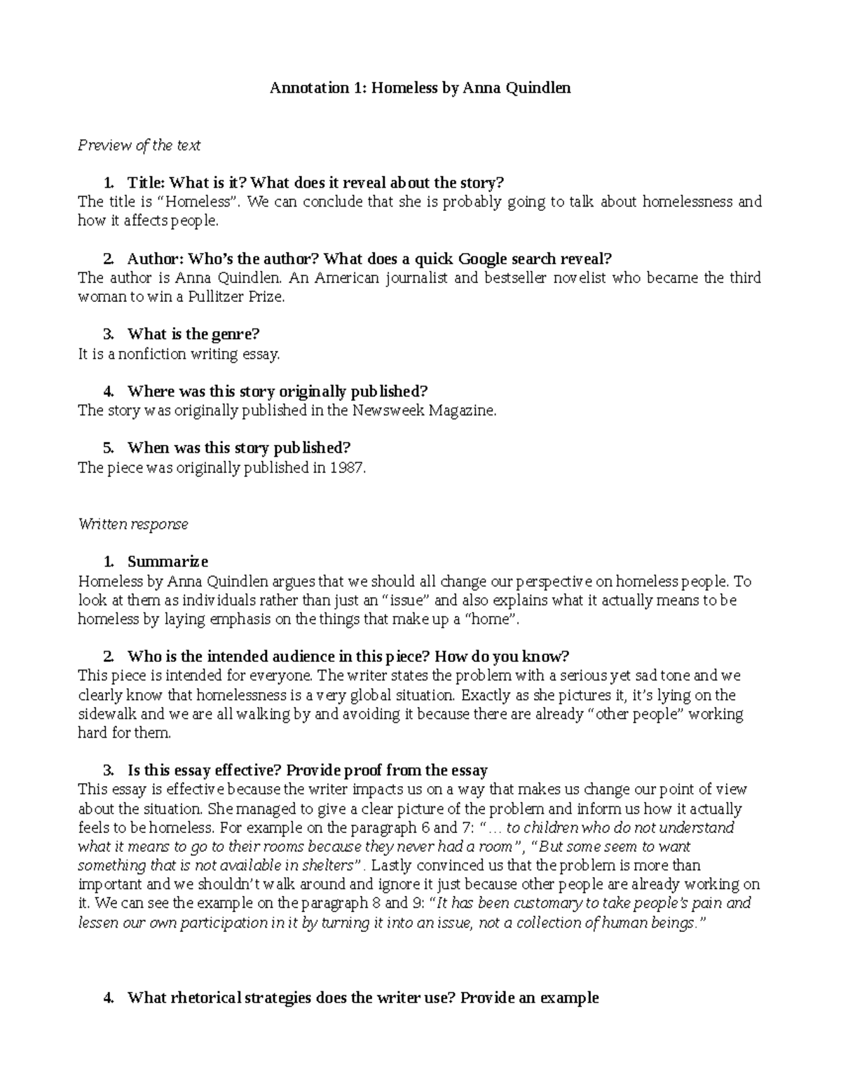 Annotation 1 - Title: What is it? What does it reveal about the story ...