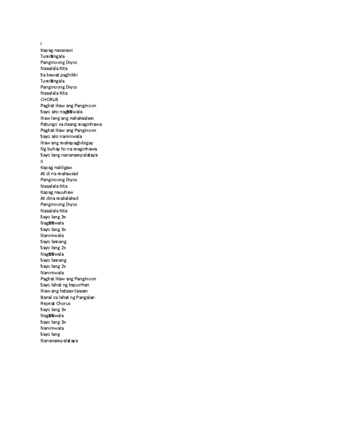 Sayo lang lyrics print - Btbtbtb - I Kapag nasasawi Tumitingala ...