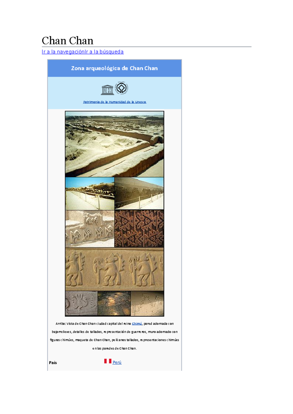 Chan chan - resumen - Chan Chan Ir a la navegaciónIr a la búsqueda Zona arqueológica de Chan ...