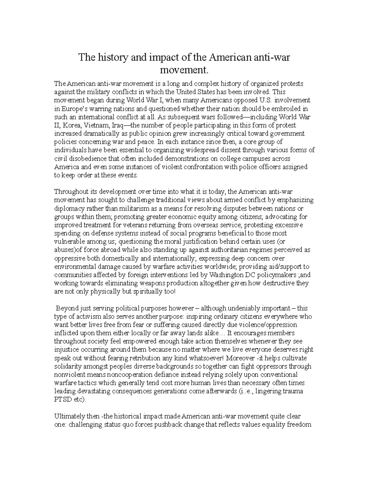 The history and impact 19 - The American anti-war movement is a long ...