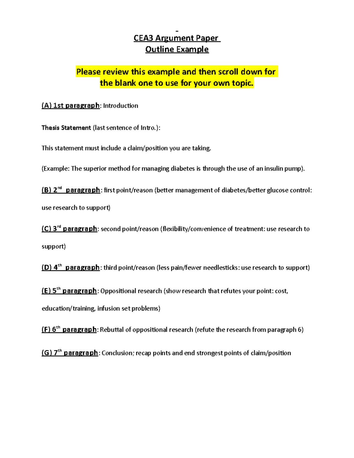 Argument Outline CEA3 paper 3 points - CEA3 Argument Paper Outline ...