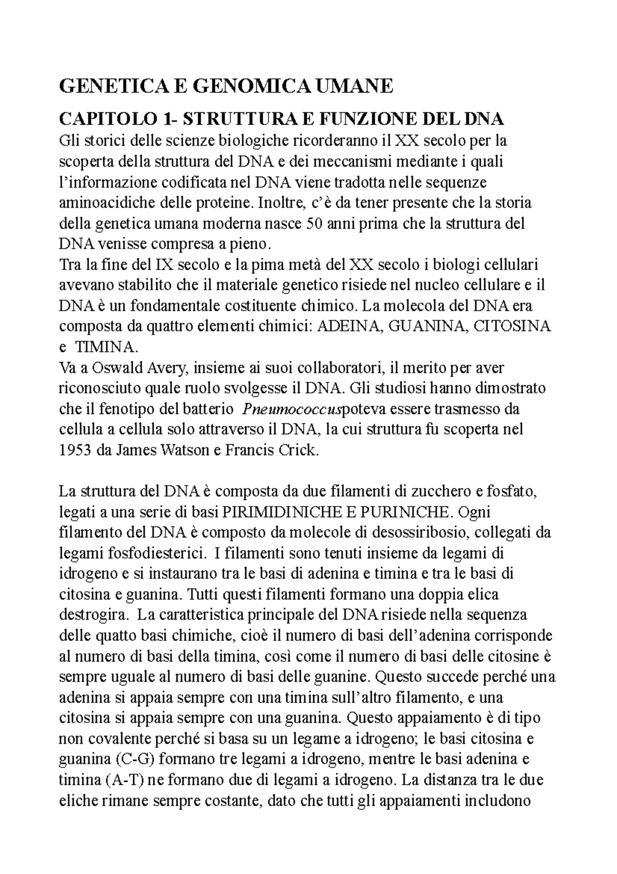 Genetica E Genomica Umana - GENETICA E GENOMICA UMANE CAPITOLO 1 ...