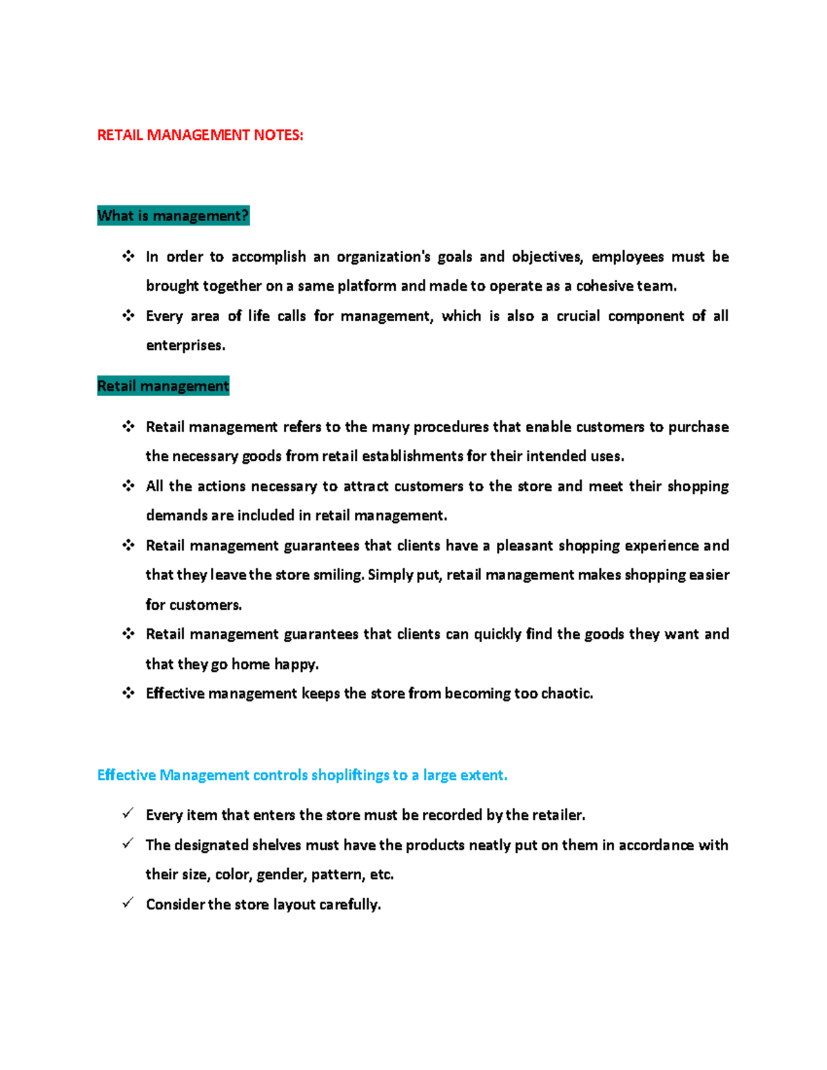 Retail Management - RETAIL MANAGEMENT NOTES: What is management? In ...