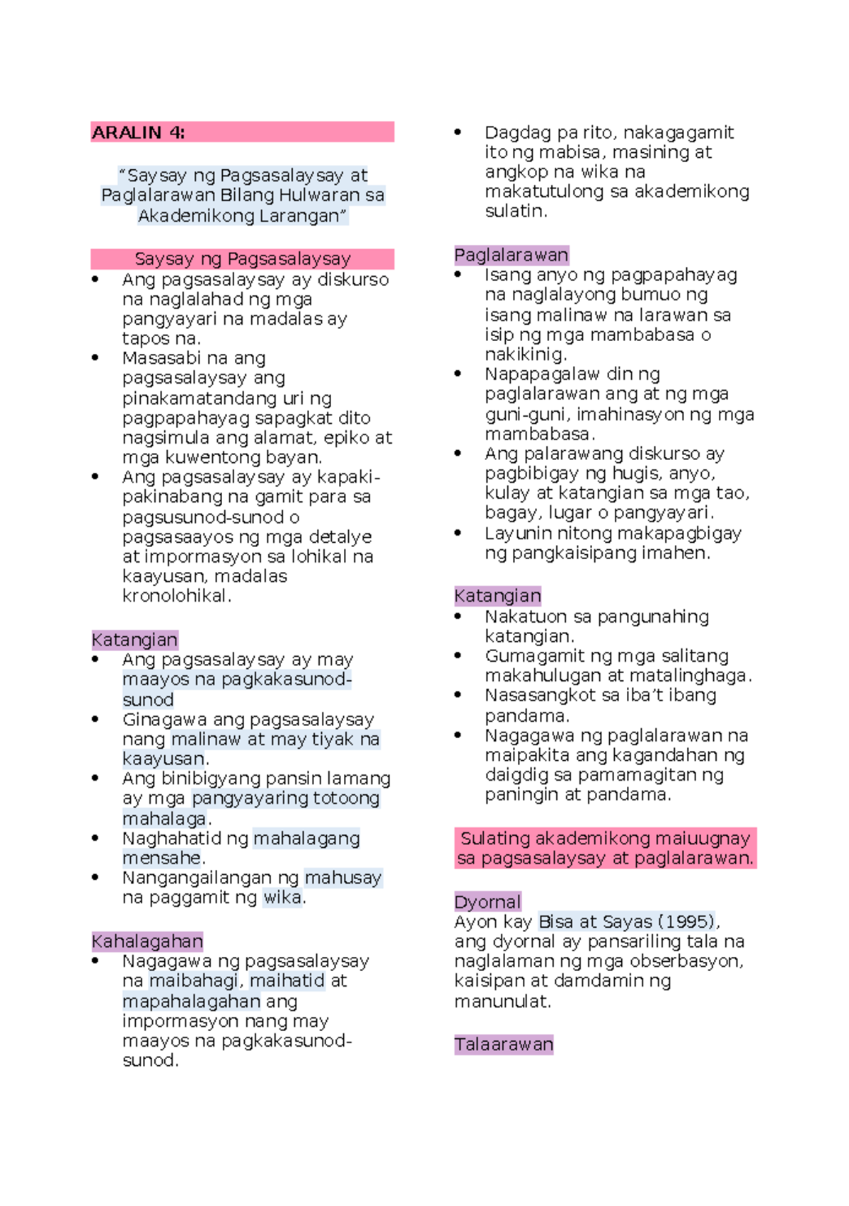 Aralin 4 - hahahhha - ARALIN 4: “Saysay ng Pagsasalaysay at ...