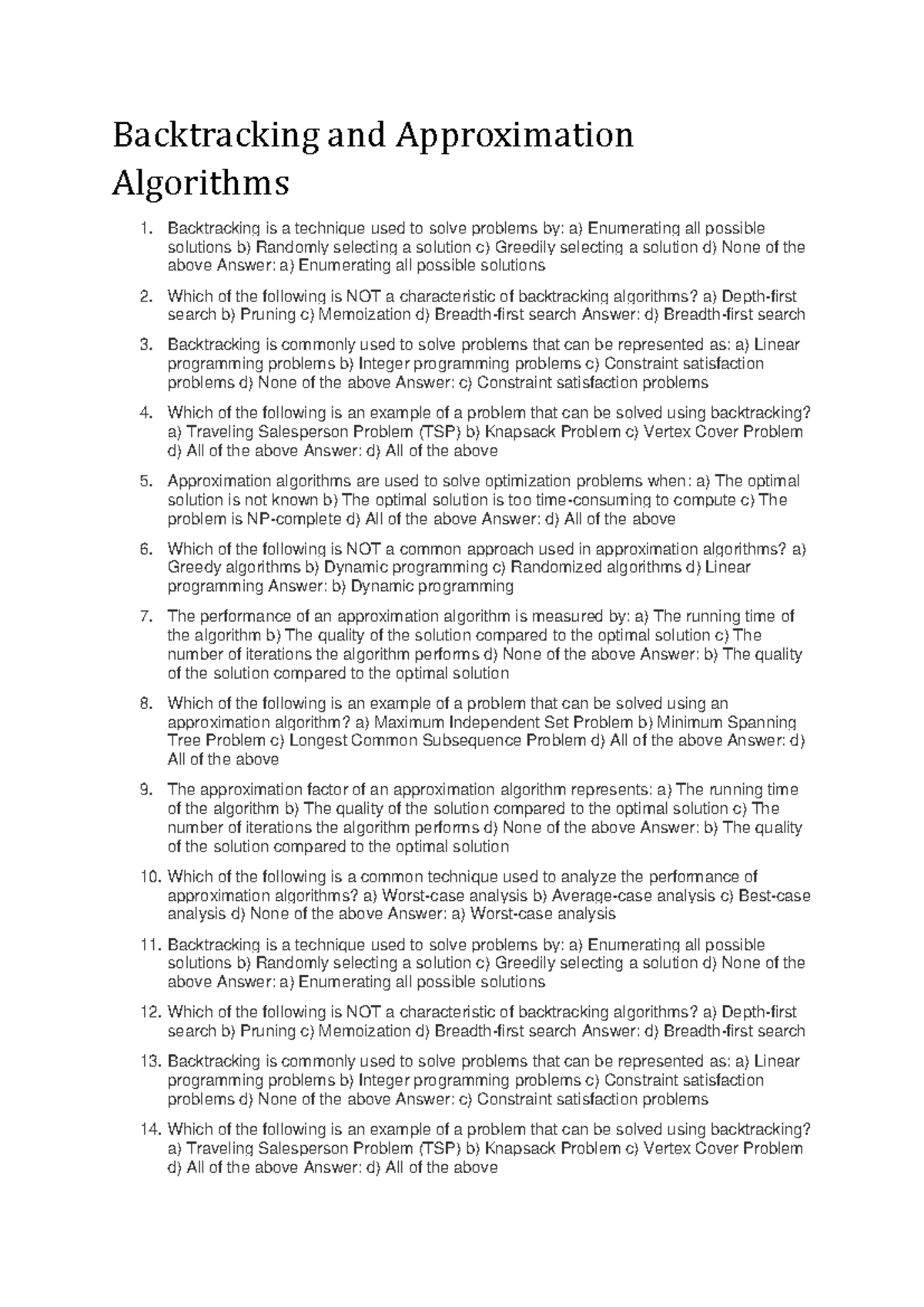 Cse408 unit 5 - units 5 - Backtracking and Approximation Algorithms Backtracking is a technique ...
