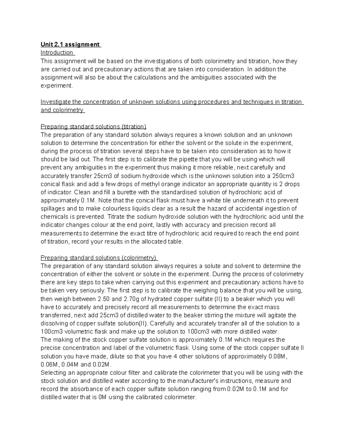 Unit 2.1 assignment - zzdzd - Unit 2 assignment Introduction This ...