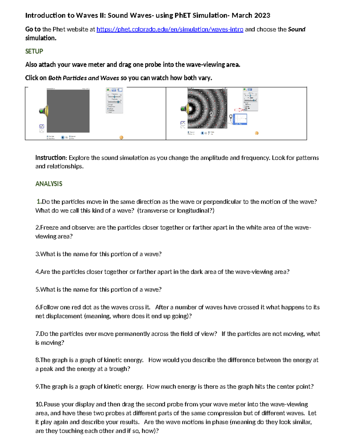 Intro to Waves II-Sound Waves-using Ph ET Simulation-March 2023 ...