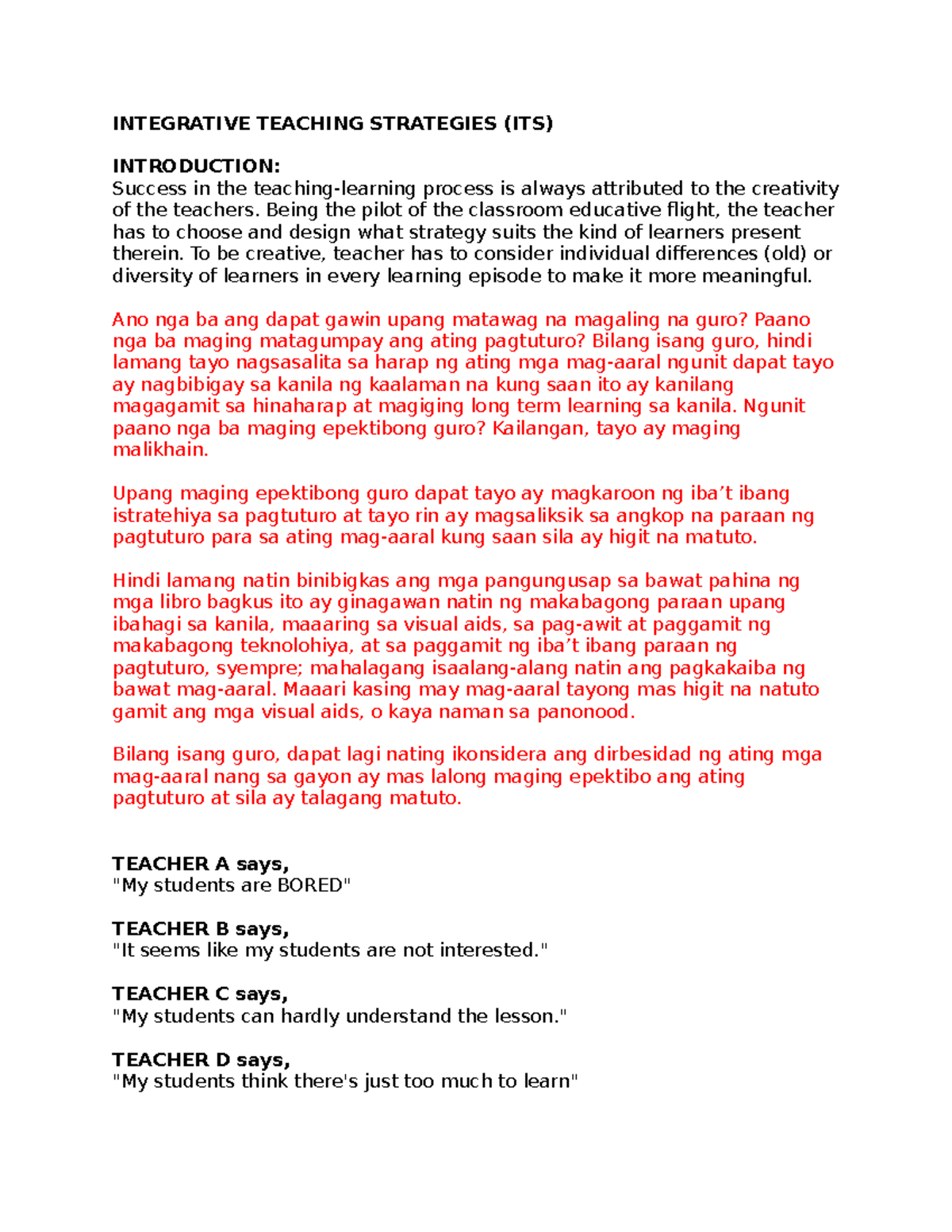 Integrative- Teaching- Strategies - Copy - INTEGRATIVE TEACHING ...