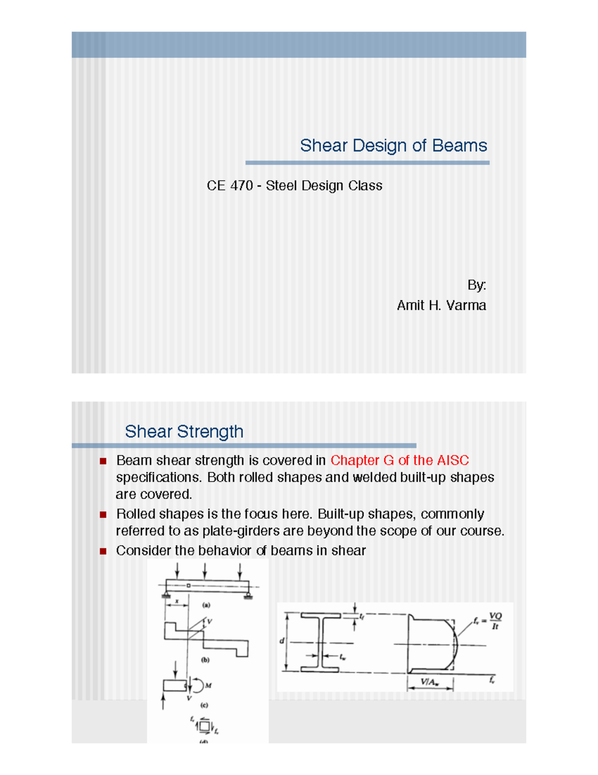 Beam-Shear-Design - none - Shear Design of Beams CE 470 - Steel Design ...