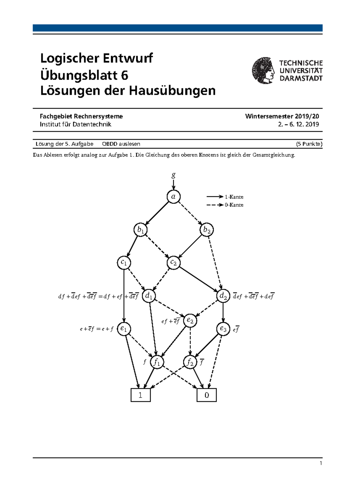 Hausloesung 6 - Logischer Entwurf - Logischer Entwurf Übungsblatt 6 ...